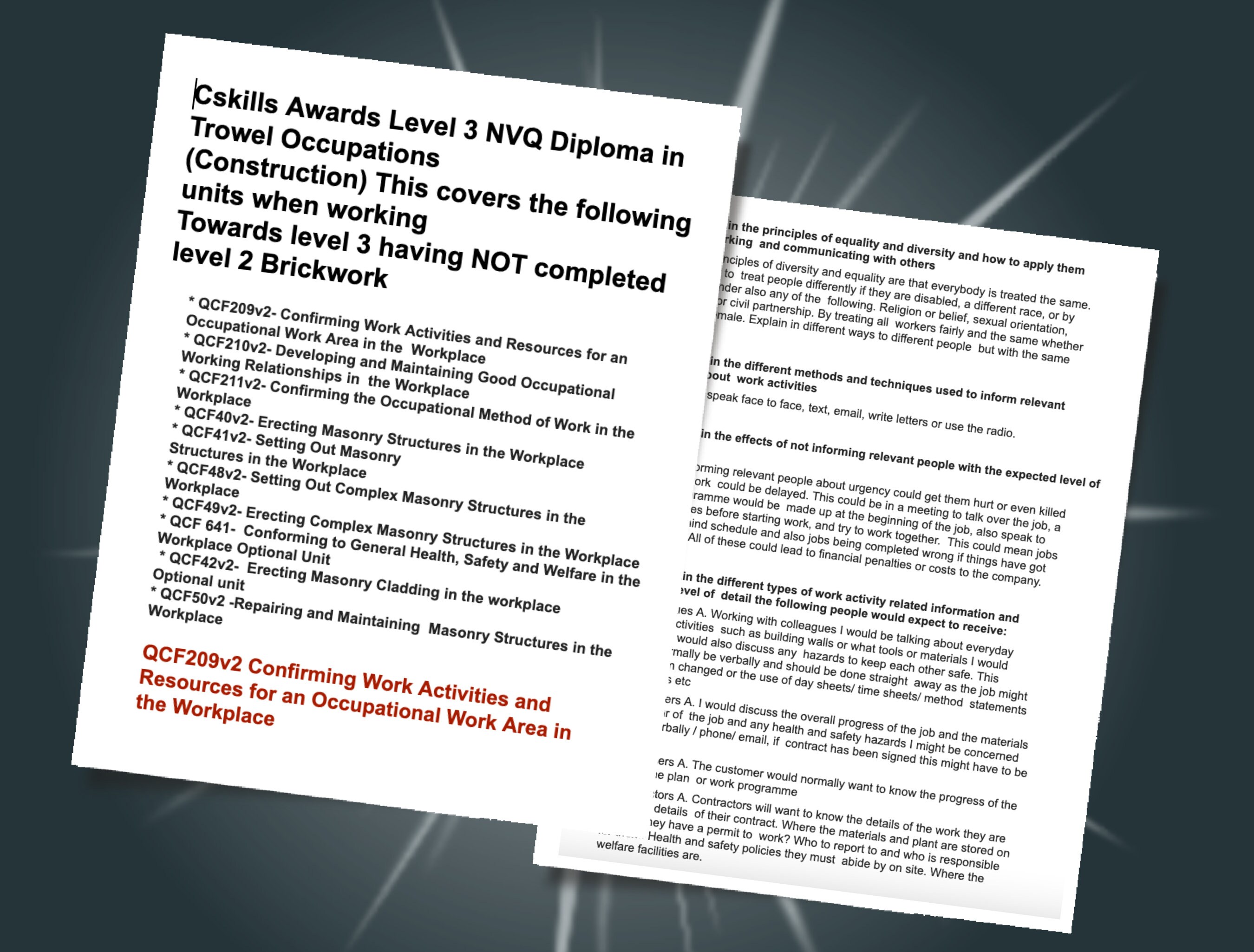 NVQ Level 3 Construction Brickwork PDF Questions and Answers - Etsy