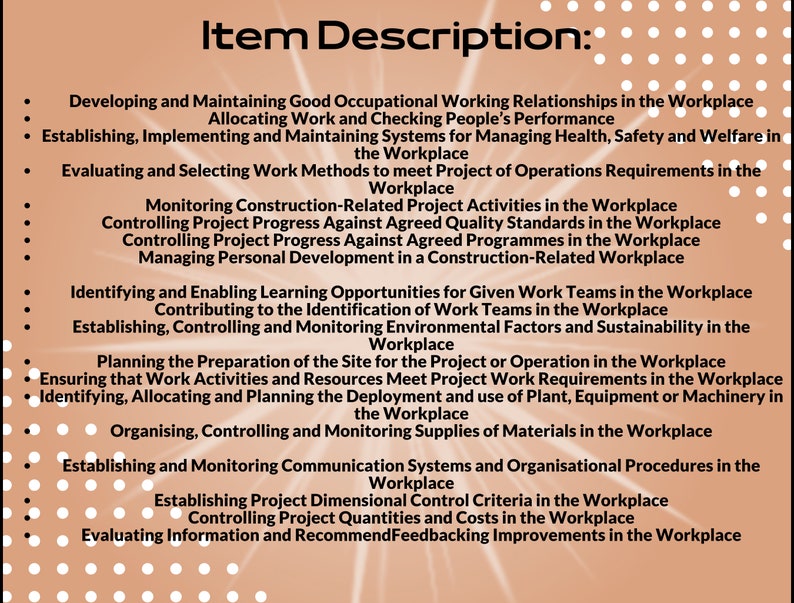 NVQ Level 6 Diploma in Construction Site Management - Questions and ...