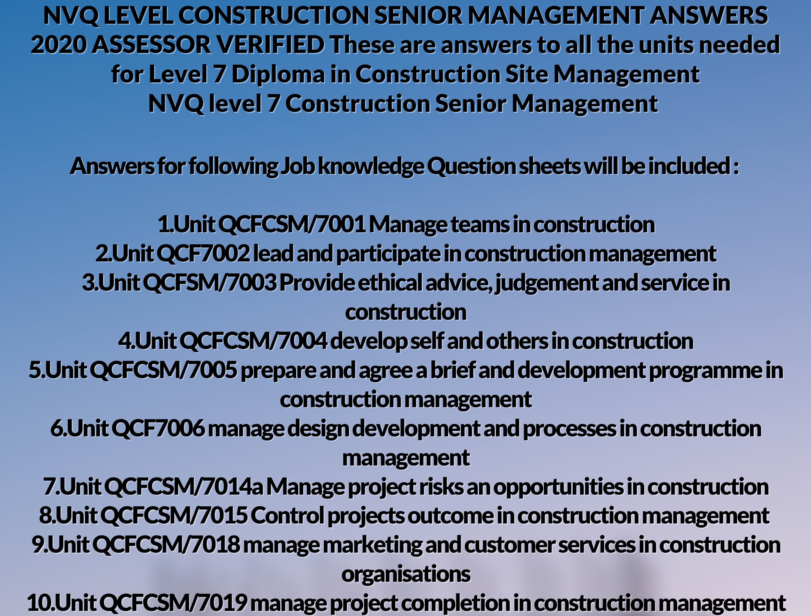 NVQ LEVEL 7 Construction Senior Management Answers in PDF Assessor ...