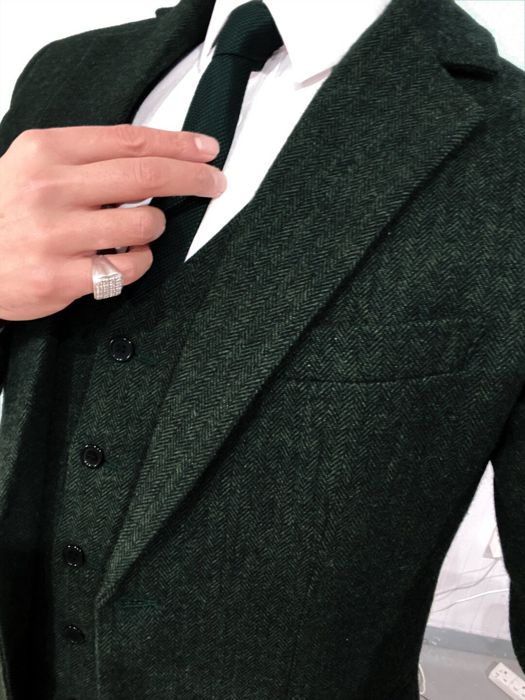Uk Us Forest Green Tweed 3 Piece Suit Etsy