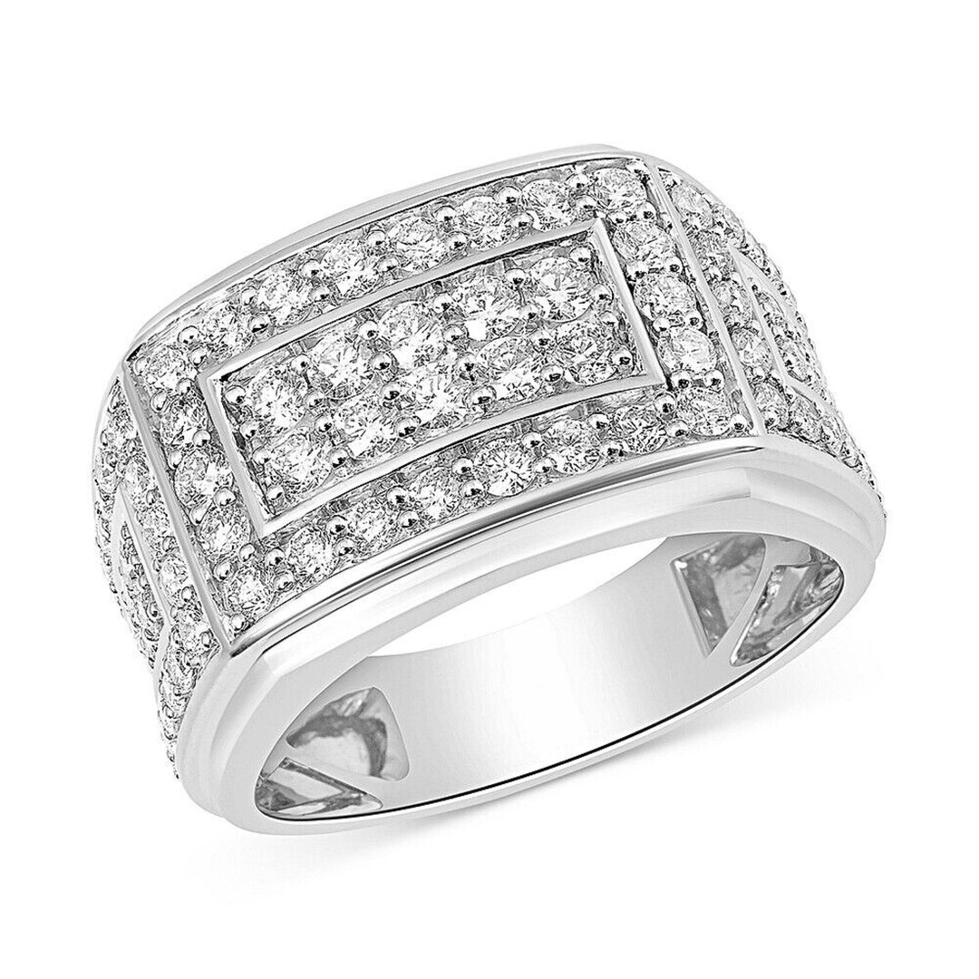 Men's Engagement Wedding Band Pinky Ring in 14K White Gold - Etsy