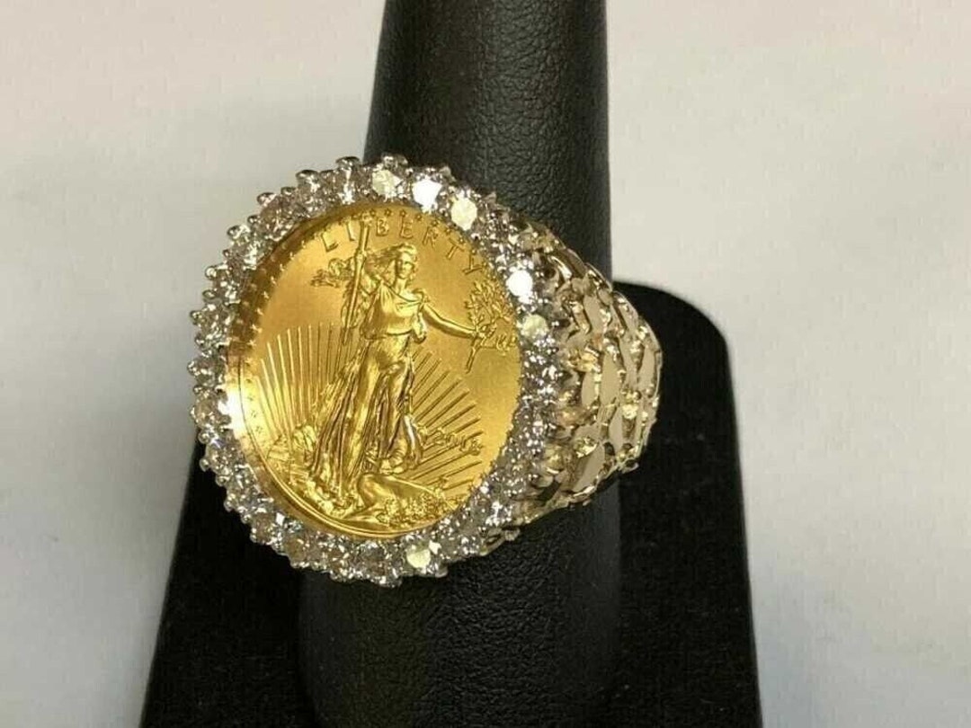 2ct Real Moissanite Lady Liberty Coin Ring Men Ring Iced Out - Etsy