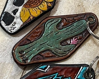 Hand Tooled Leather, Leather, Western, Keychain, Western Leather ...