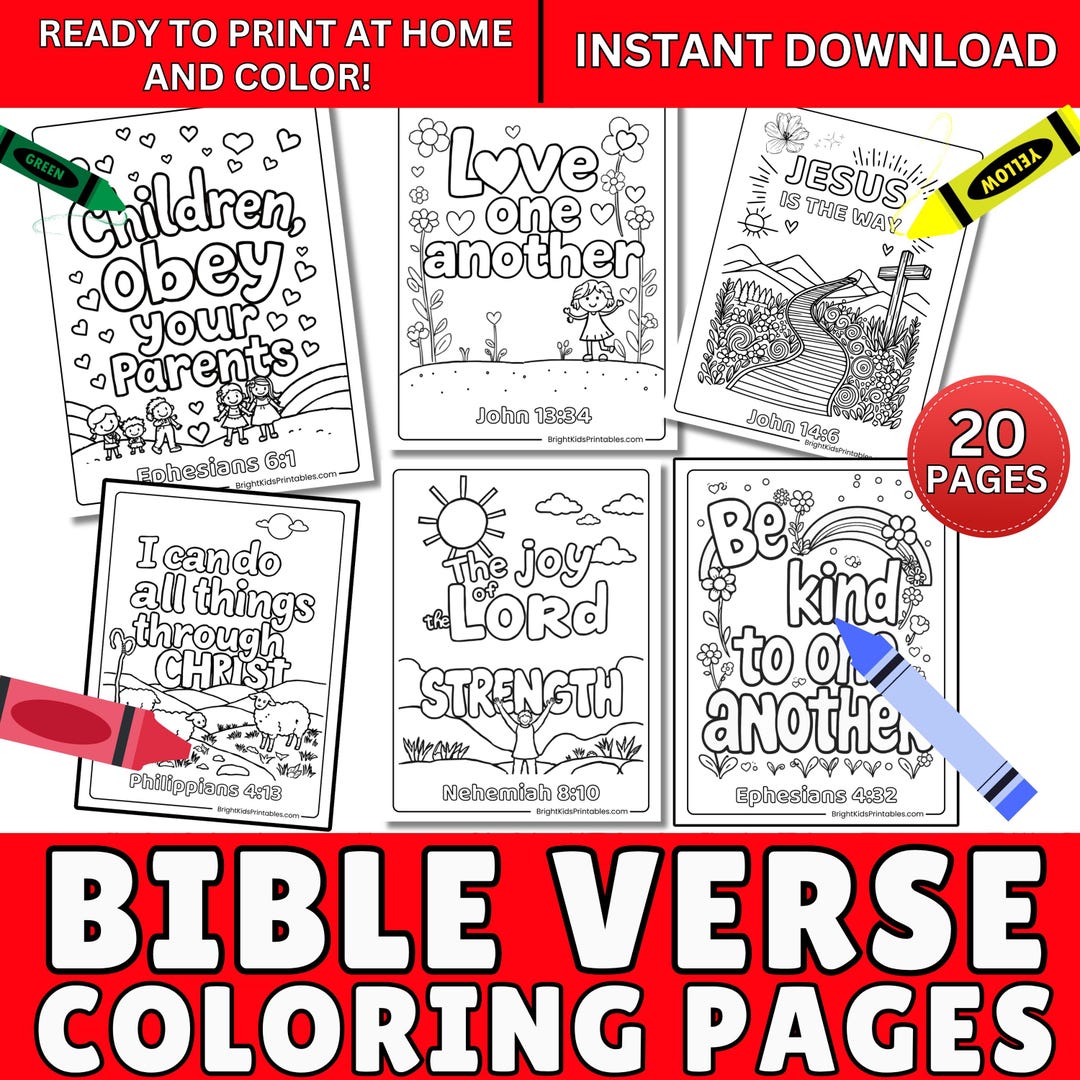 Bible Verse Coloring Pages for Kids Bundle Christian Coloring Sheets ...
