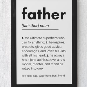 Father Definition Printable, Gift for Dad, Dad Definition, Digital ...