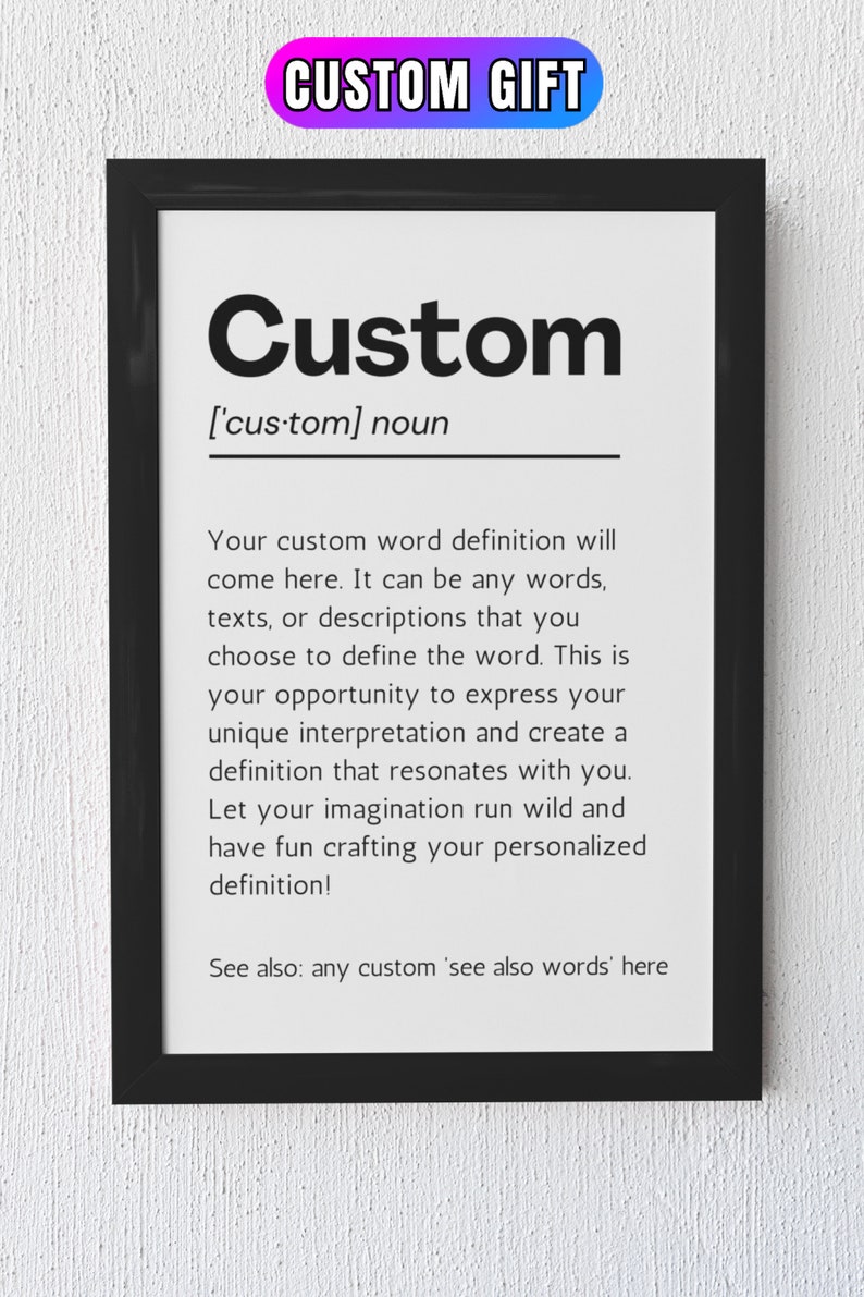 Custom Definition Print Personalized Definition Poster - Etsy