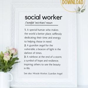 Social Worker Definition Print, Gifts for Social Worker, Social Worker ...