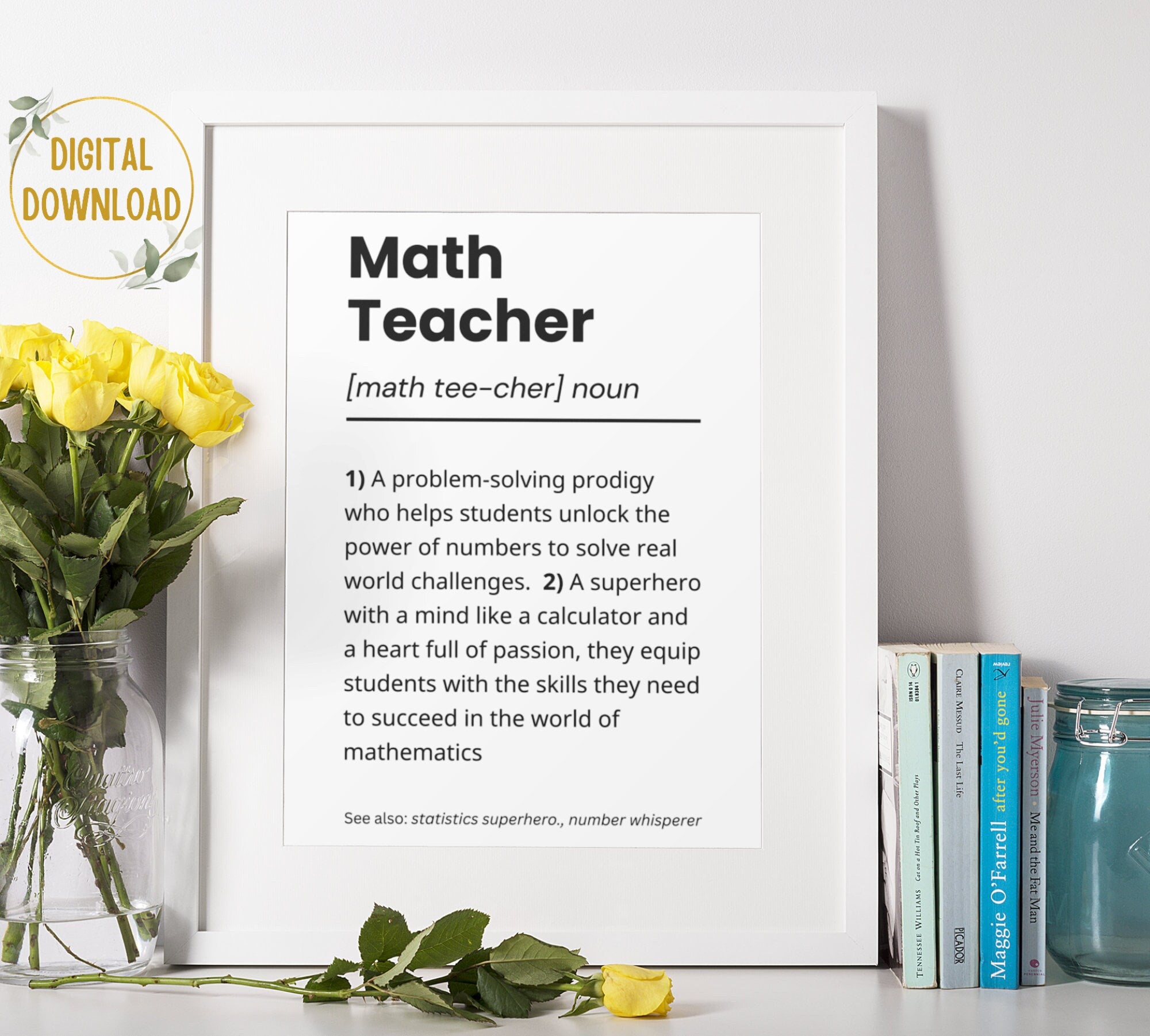 Math Teacher Definition, Math Teacher Gift, End of the Year, Math ...