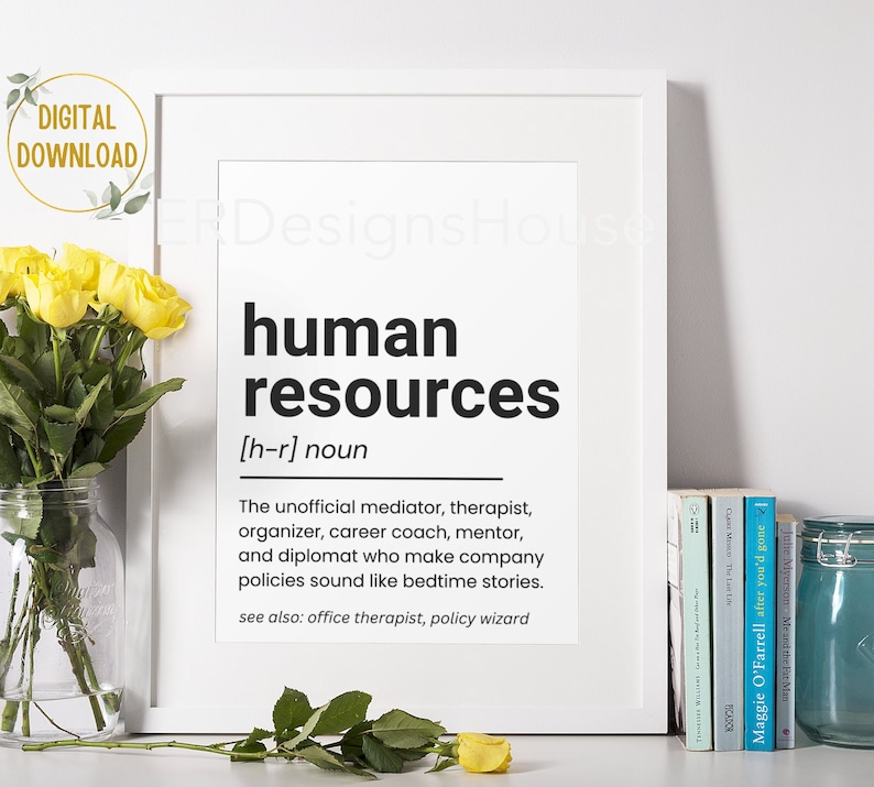 Human Resources Definition Print, Human Resources Office Decor, Human ...