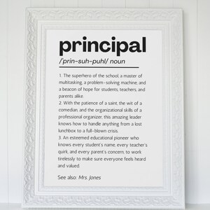Principal Definition Print, Custom Principal Gift, School Principal ...