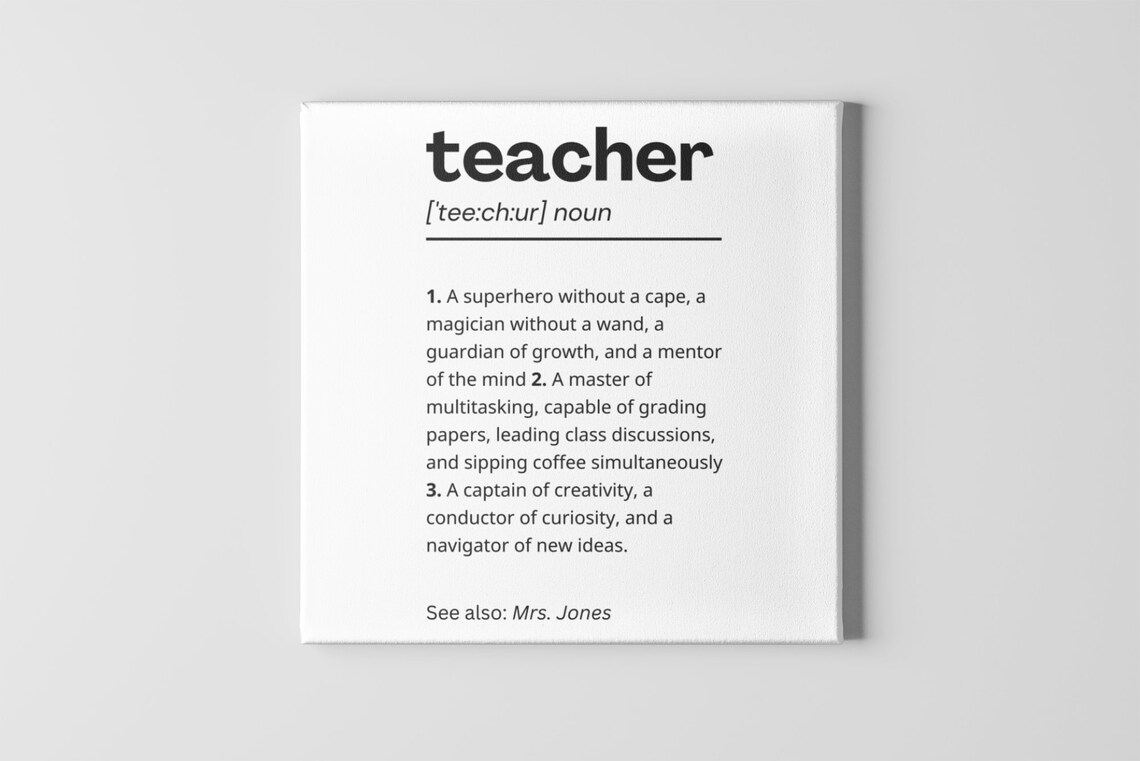 Teacher Definition Print, Custom Teacher Gift, Personalized Teacher ...