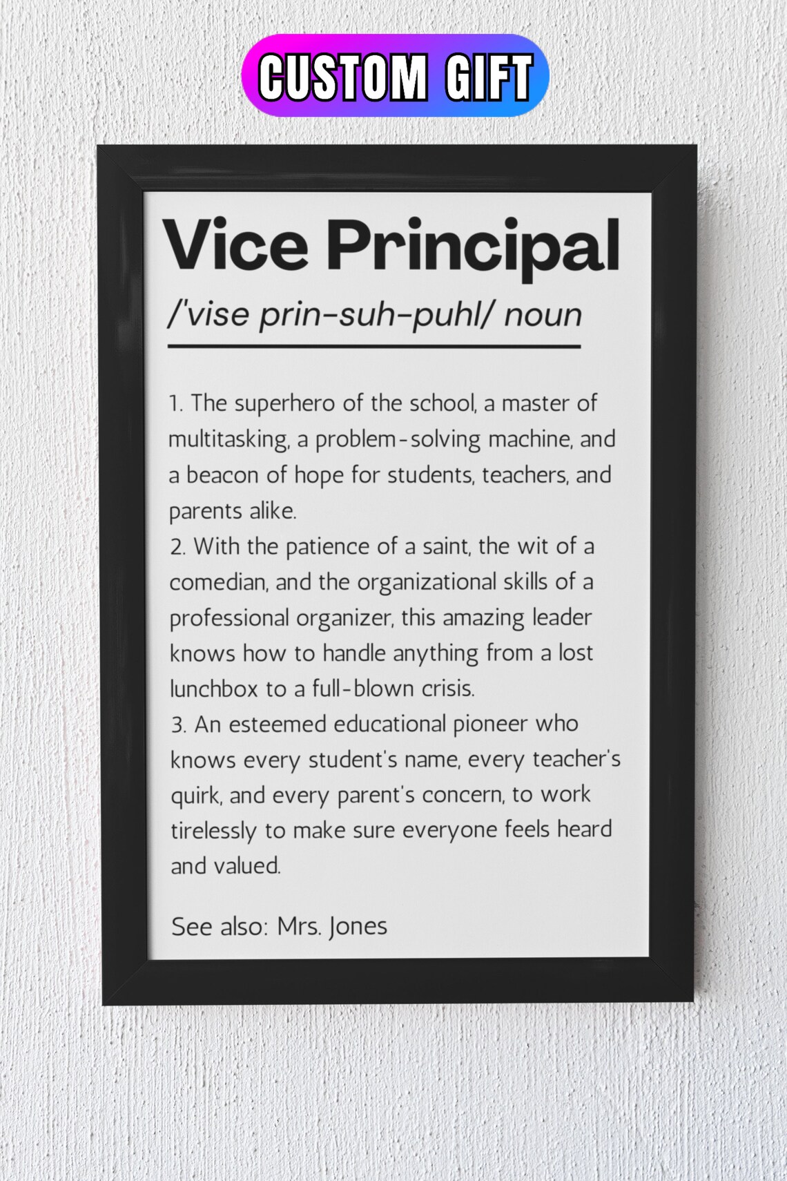 Vice Principal Definition Print, Vice Principal Gift, Assistant ...