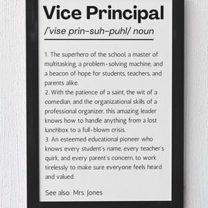 Vice Principal Definition Print, Vice Principal Gift, Assistant ...
