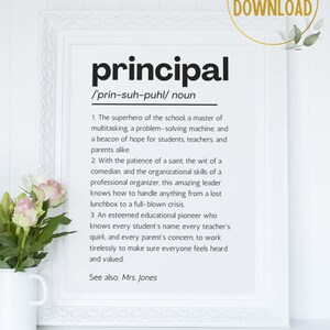 Principal Definition Print, Custom Principal Gift, School Principal ...
