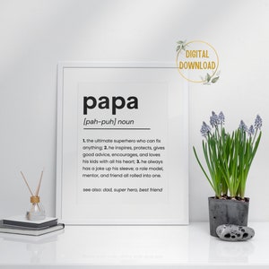 Papa Definition Poster, Gift for Dad, Dad Definition, Dad Appreciation ...