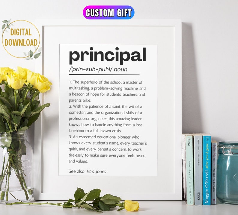 Principal Definition Print, Custom Principal Gift, School Principal ...
