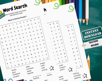 Back to School Word Search, Printable Back to School Game, First Day of ...