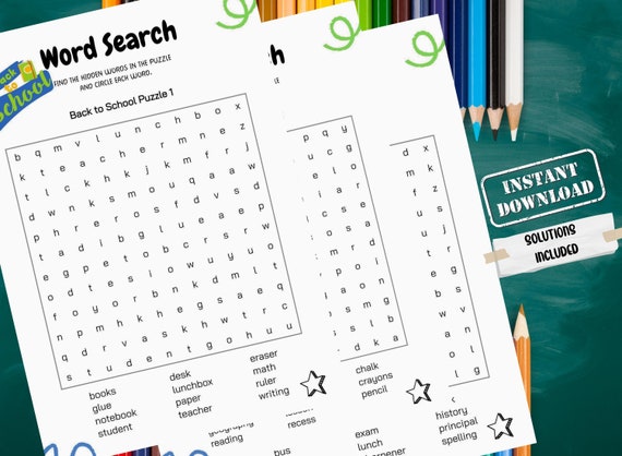 Back to School Word Search Printable Back to School Game - Etsy