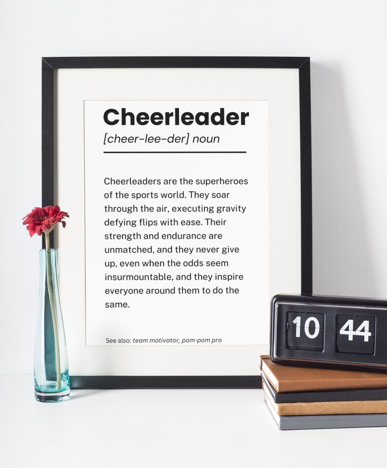 Cheerleader Definition Print, Cheerleader Printable, Cheerleader Gifts ...