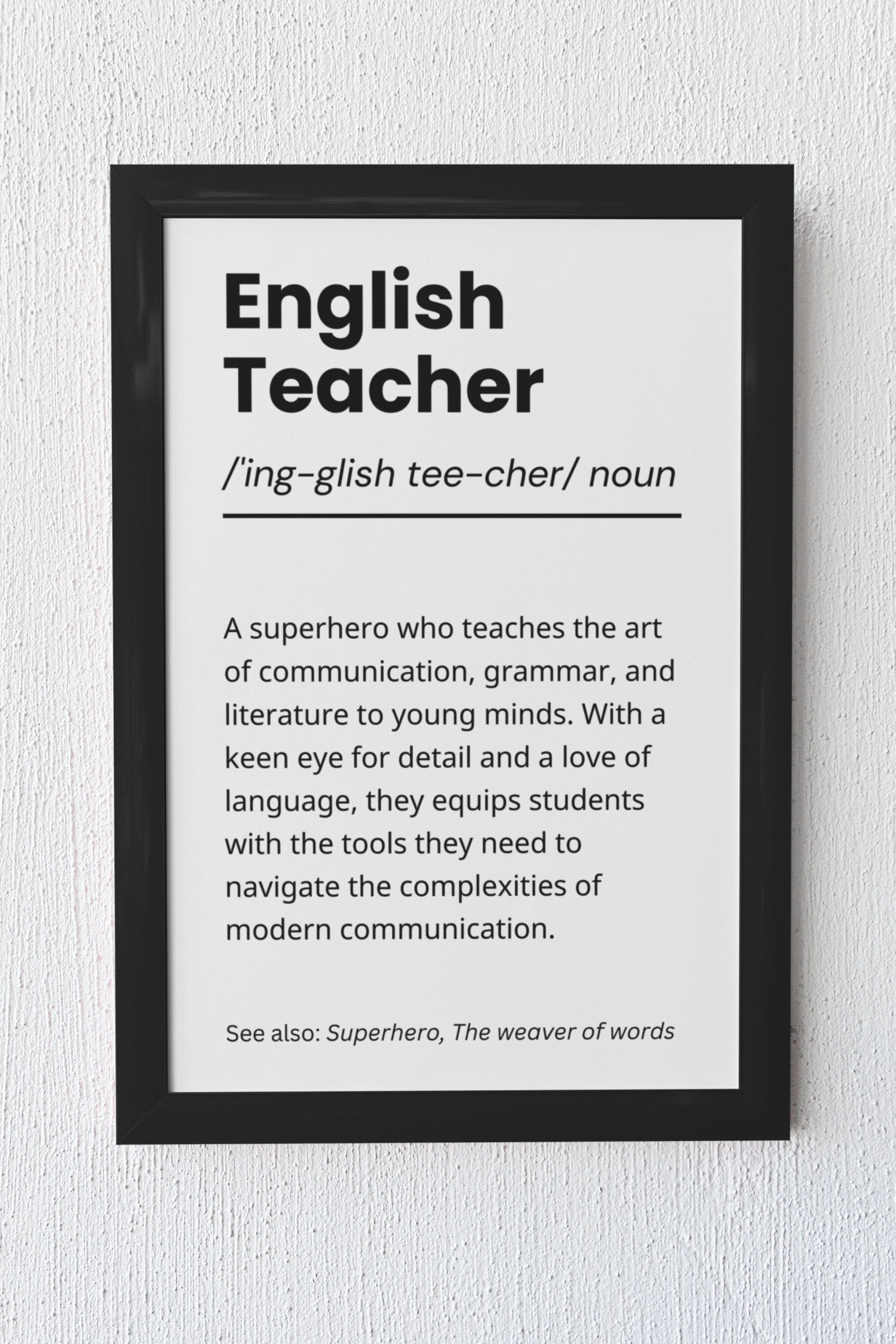 English Teacher Definition Print, English Teacher Gift, End of the Year ...