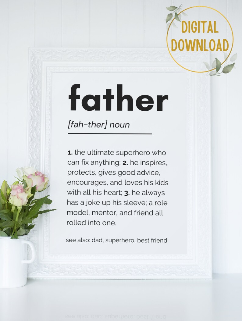 Father Definition Printable, Gift for Dad, Dad Definition, Digital ...