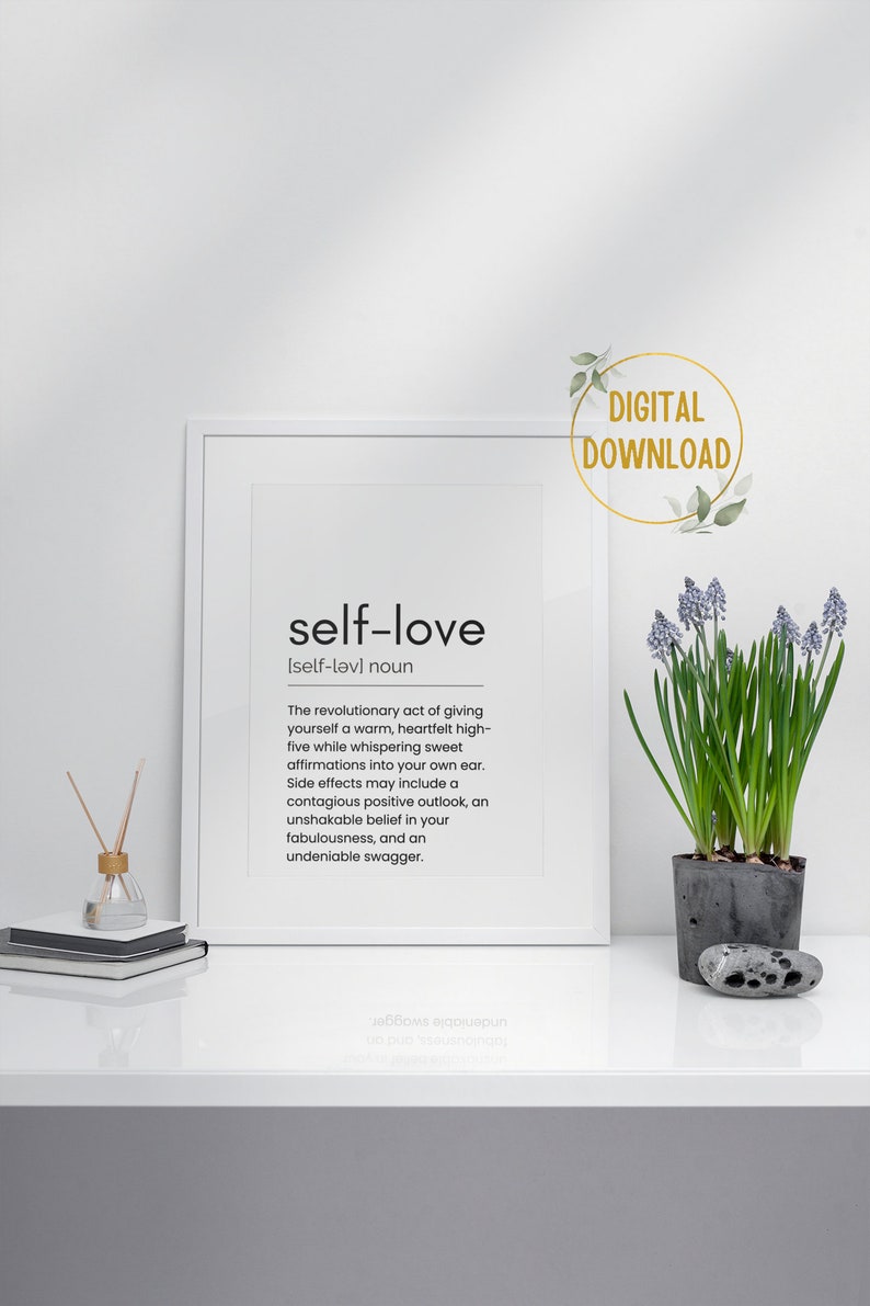 Self Love Definition Print, Mental Health Gift, Teen Room Decor, Self ...