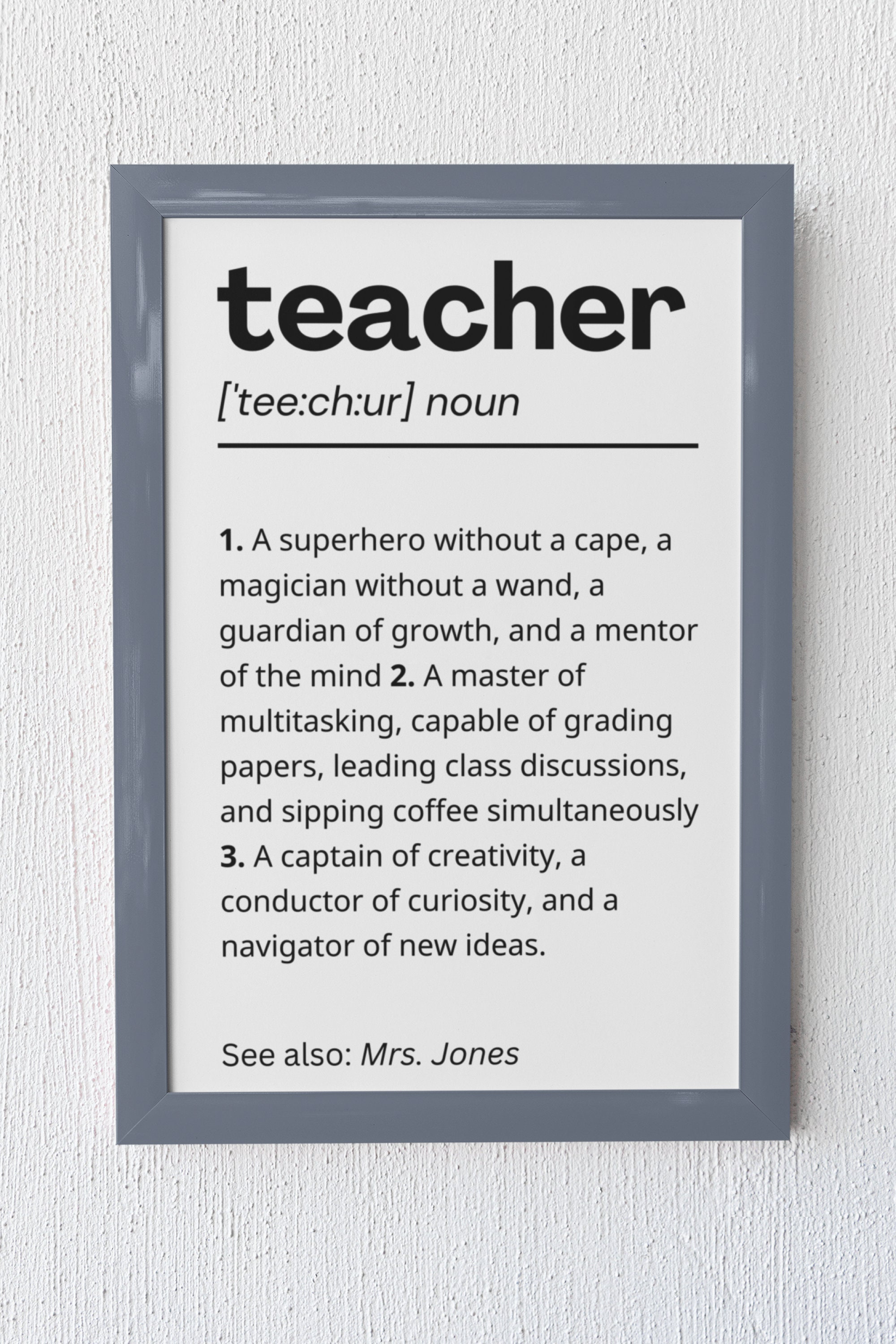 Teacher Definition Print, Custom Teacher Gift, Personalized Teacher ...