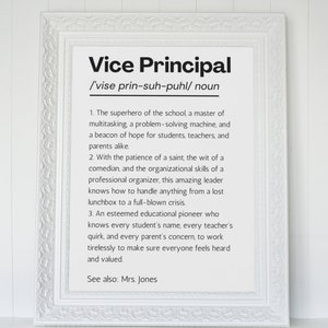 Vice Principal Definition Print, Vice Principal Gift, Assistant ...