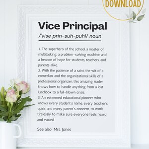 Vice Principal Definition Print, Vice Principal Gift, Assistant ...
