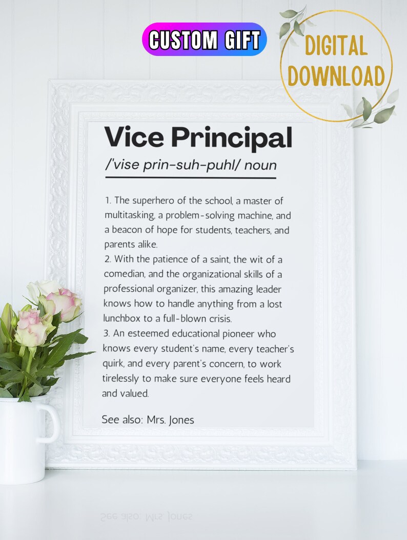 Vice Principal Definition Print, Vice Principal Gift, Assistant ...