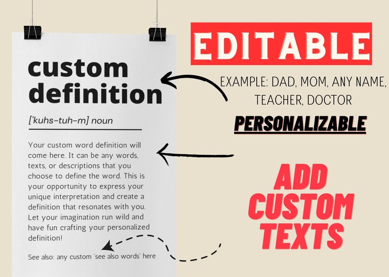 Custom Definition Print, Personalized Definition Poster, Definition ...