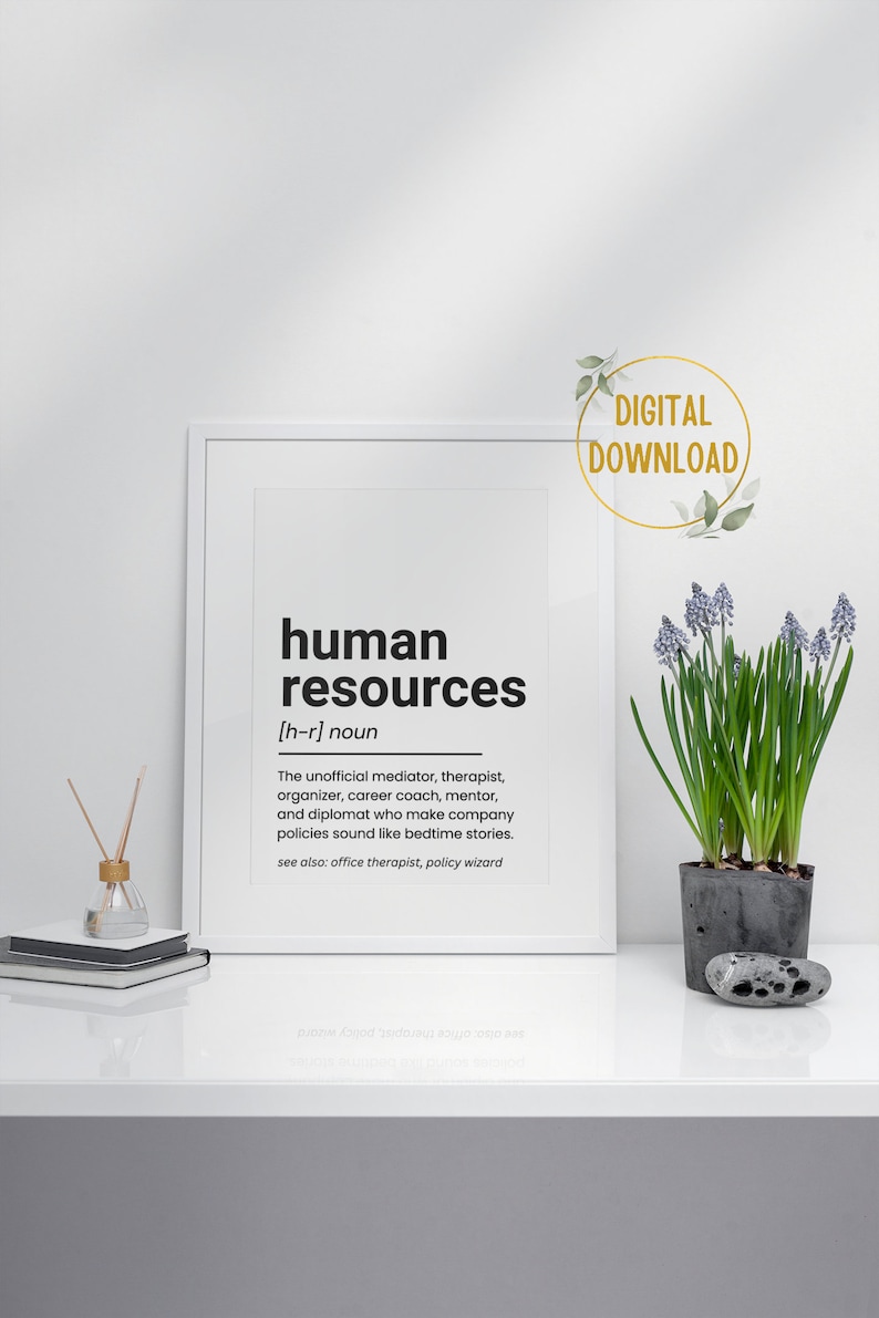 Human Resources Definition Print, Human Resources Office Decor, Human ...