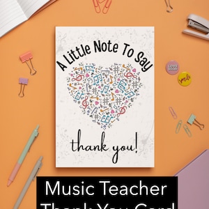 Music Teacher Appreciation Card, Thank You Card for Music Teacher ...