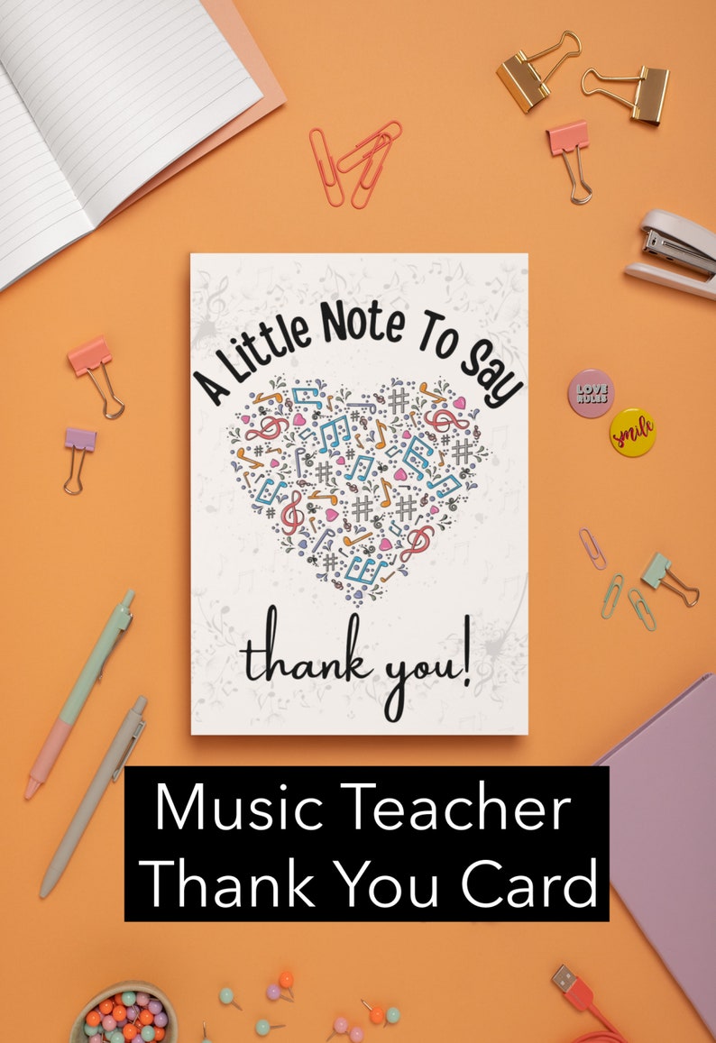 Music Teacher Appreciation Card, Thank You Card for Music Teacher ...