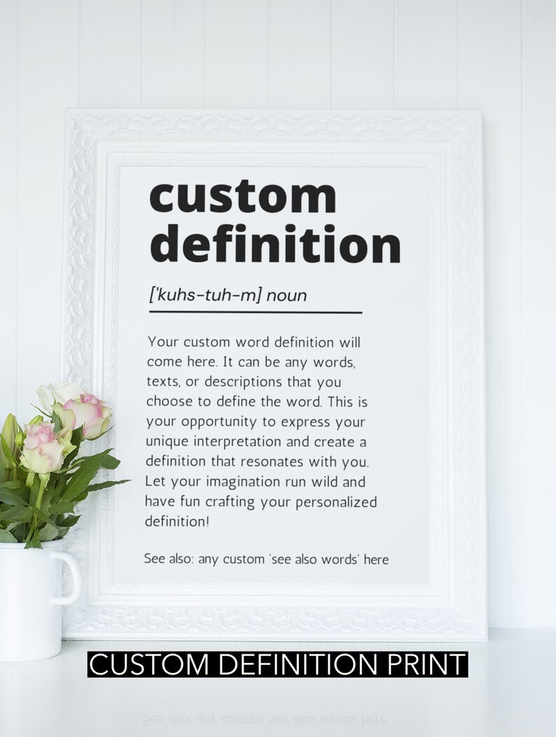 Custom Definition Print, Personalized Definition Poster, Definition ...