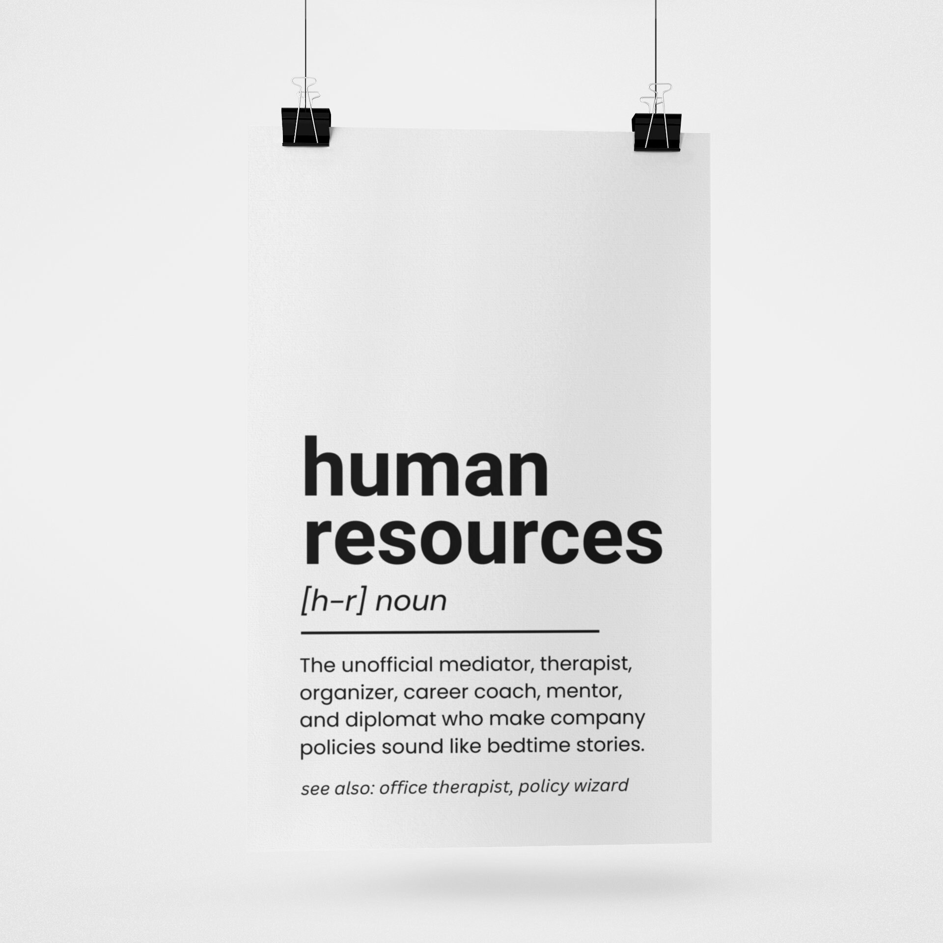 Human Resources Definition Print, Human Resources Office Decor, Human ...