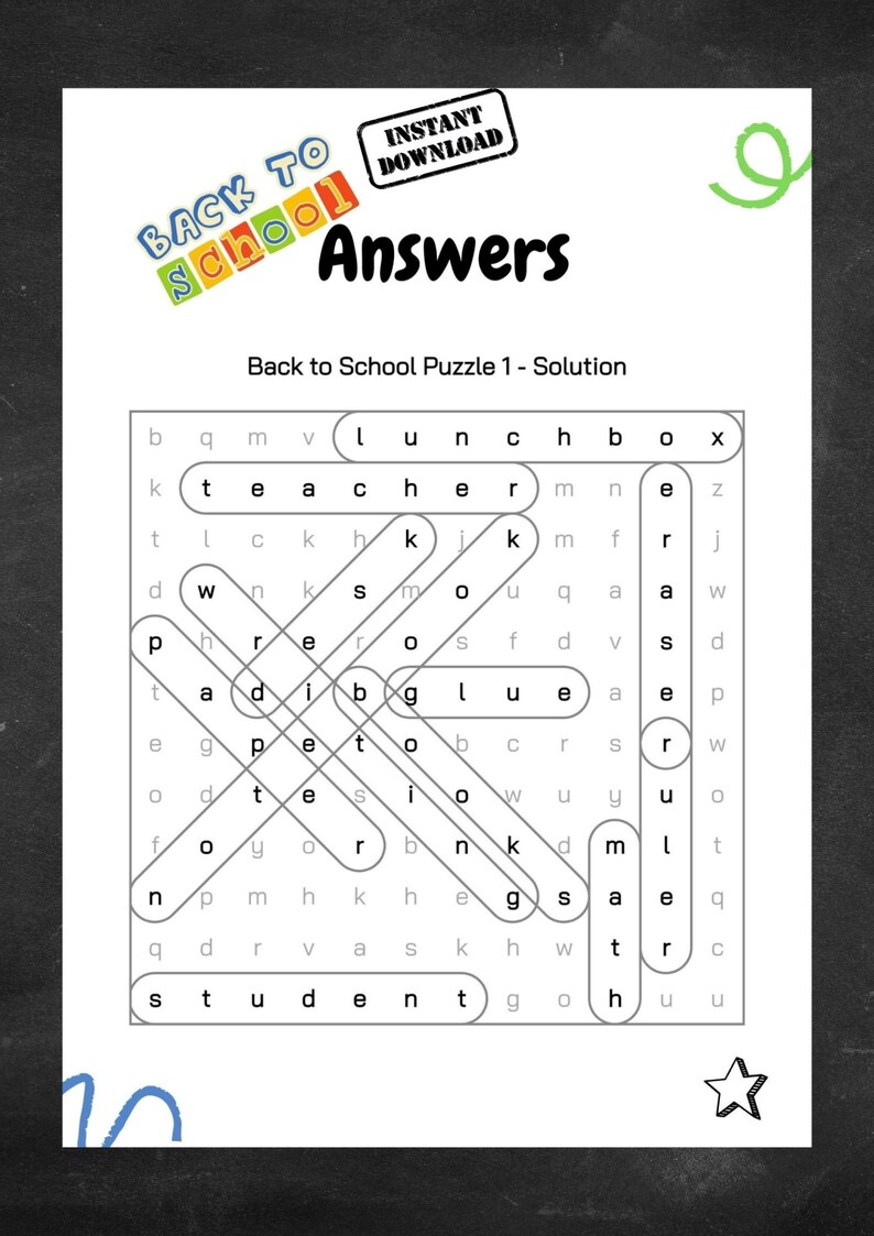 Back to School Word Search, Printable, Back to School Game, First Day ...