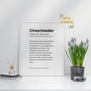 Cheerleader Definition Print, Cheerleader Printable, Cheerleader Gifts ...