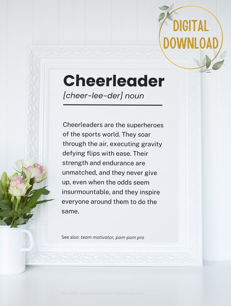 Cheerleader Definition Print, Cheerleader Printable, Cheerleader Gifts ...