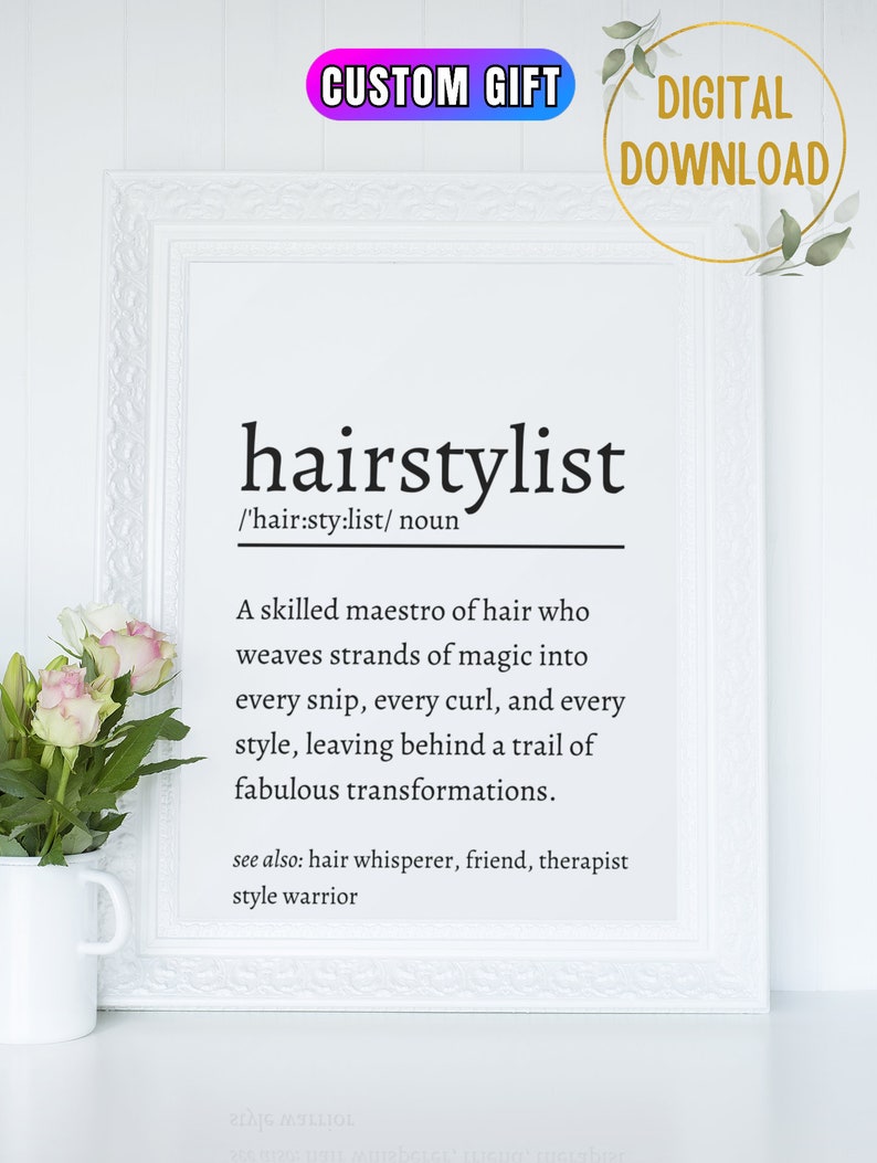 Hairstylist Definition Print, Hairstylist Gift, Hairdresser Gift, Gifts ...