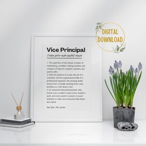 Vice Principal Definition Print, Vice Principal Gift, Assistant ...