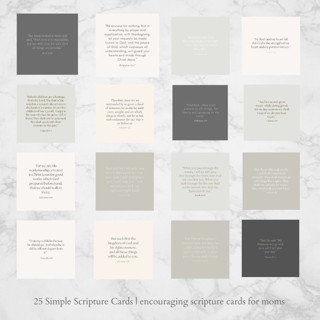 25 Scripture Cards for Moms Square Bible Verse Cards Encouraging Cards ...