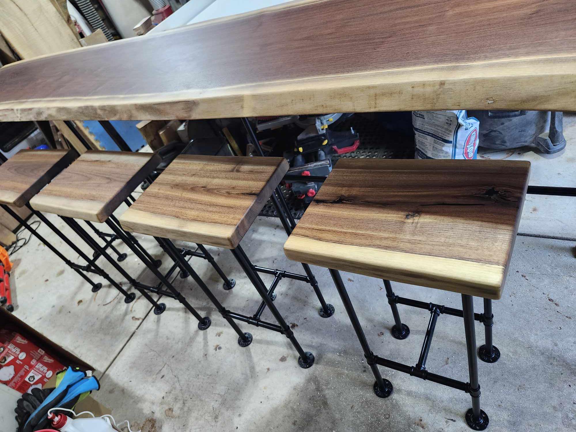 Walnut Bar Table Set With Stools Large - Etsy