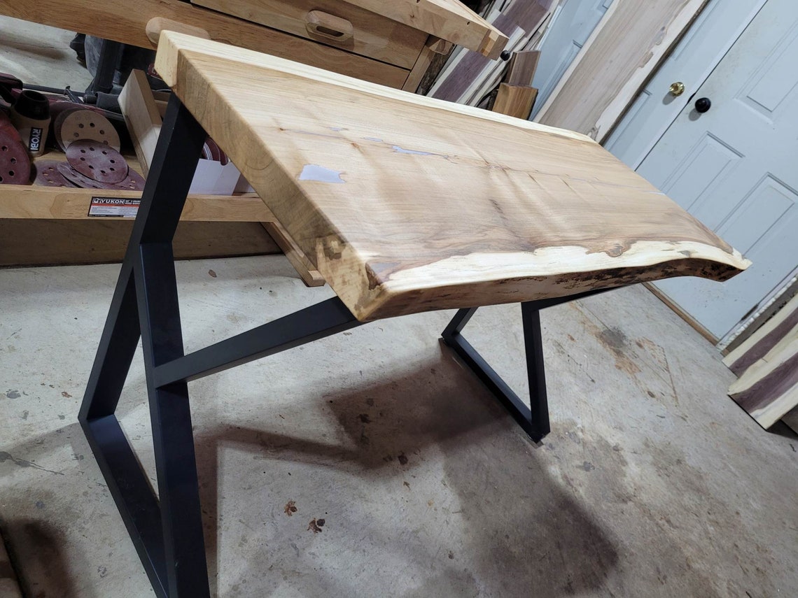 Live Edge Desk Maple Solid Wood - Etsy