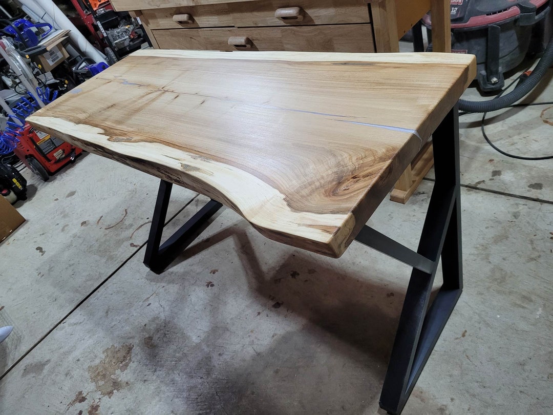 Live Edge Desk Maple Solid Wood - Etsy
