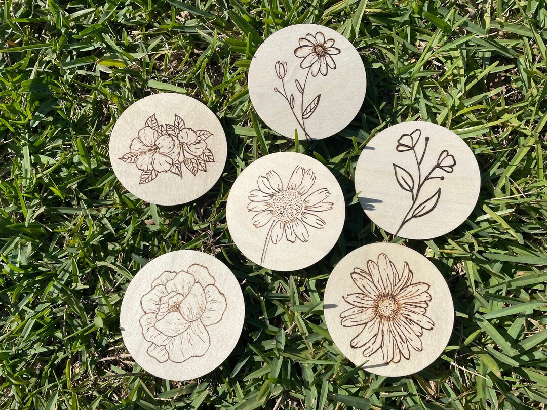 Fridge Magnets | Wood Burned | Flower Magnets | Wood Magnets | Kitchen ...