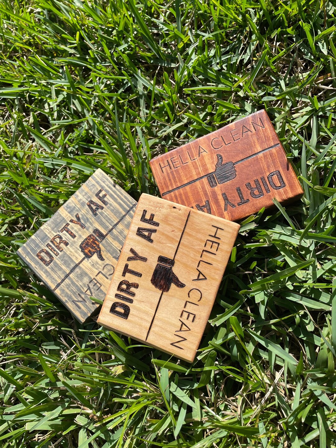 Wood Clean & Dirty Sign | Handmade | Wood Burned | Bathroom Decor ...