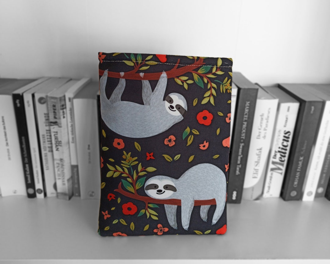 Fabric Book Cover With Sloth Print, Padded Book Pouch, Literary Gifts ...