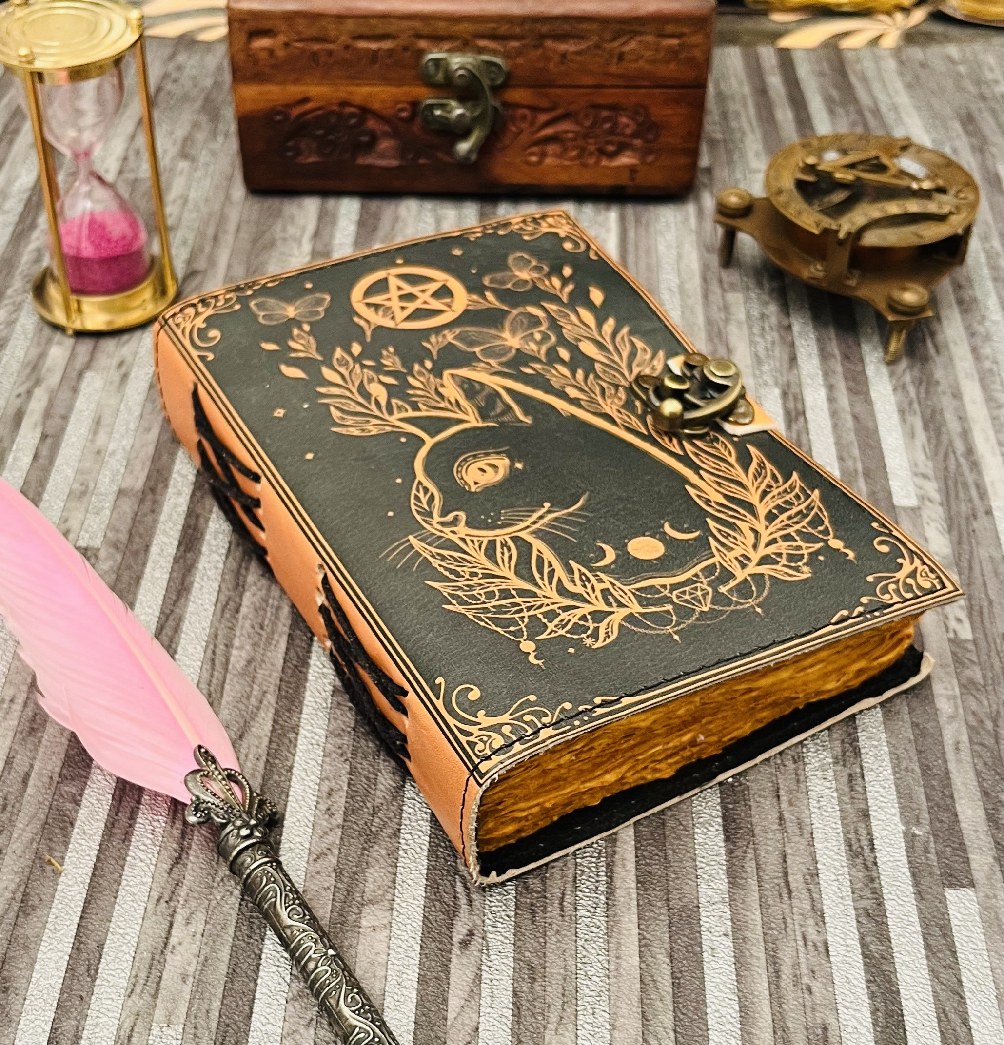Leather Print Caltic Cat Journal Grimoire Journal Book of - Etsy
