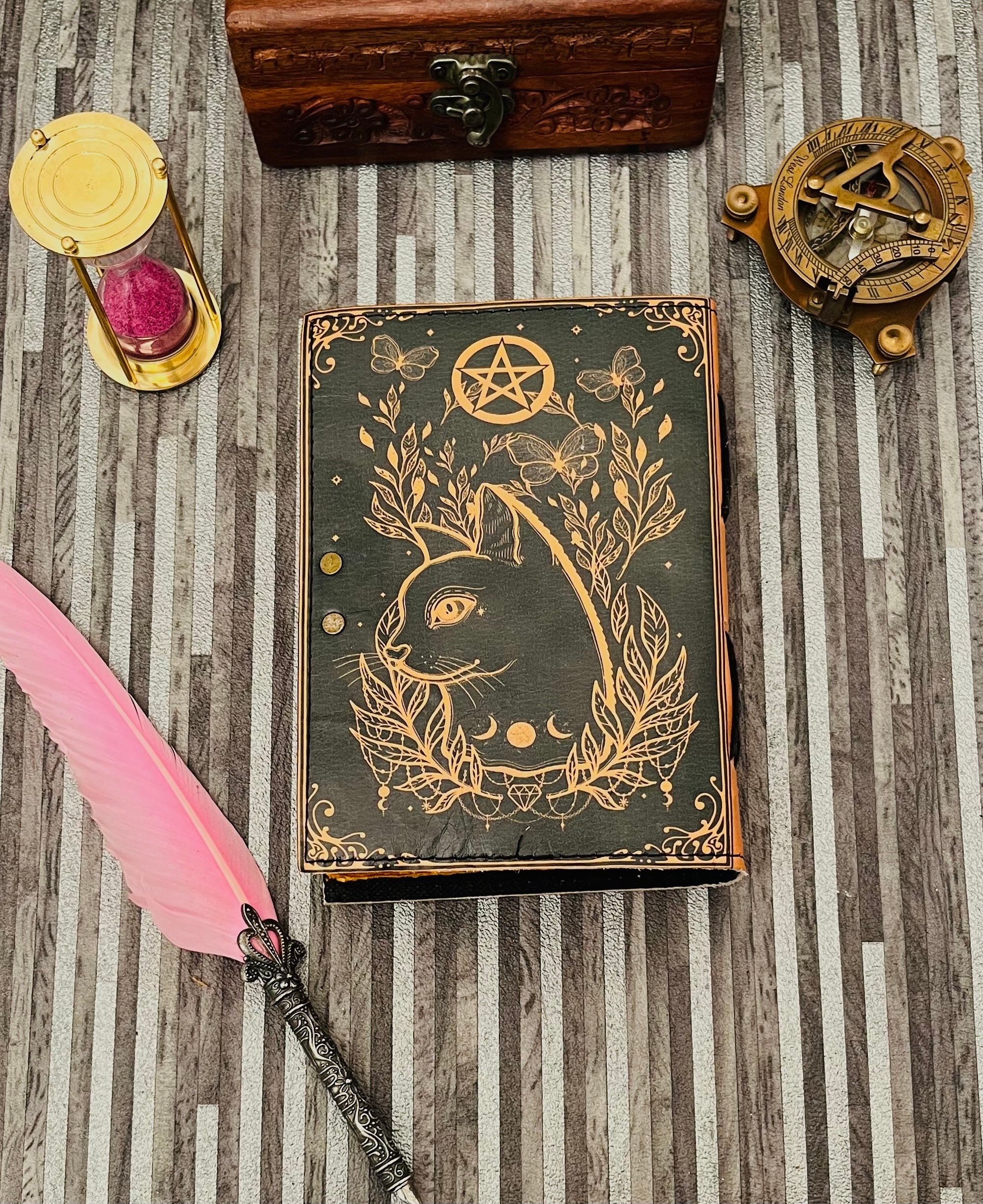 Leather Print Caltic Cat Journal Grimoire Journal Book of - Etsy